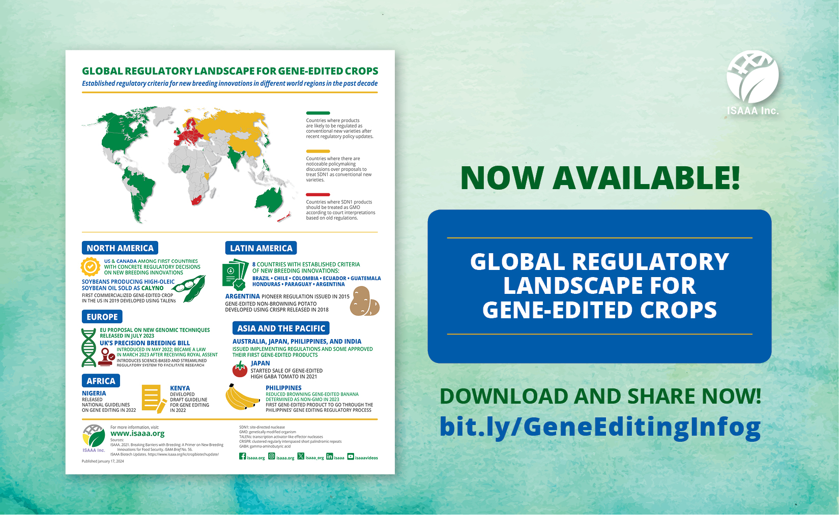 New ISAAA Infographic Shows Global Regulatory Landscape for Gene-Edited Crops- Crop Biotech ...
